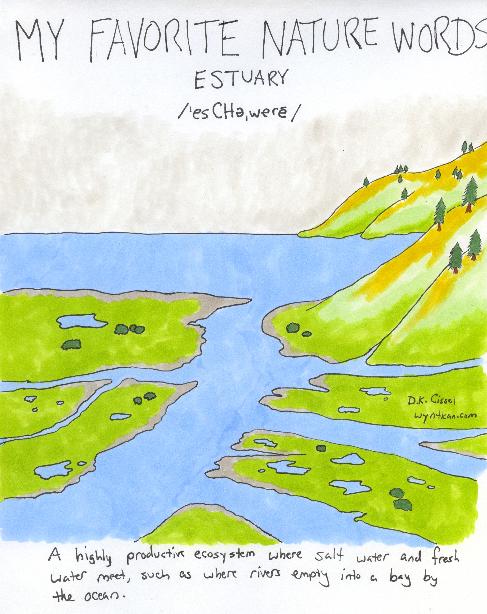 Estuary Drawing Easy Estuary Otters 8x10 Art Print – Found And